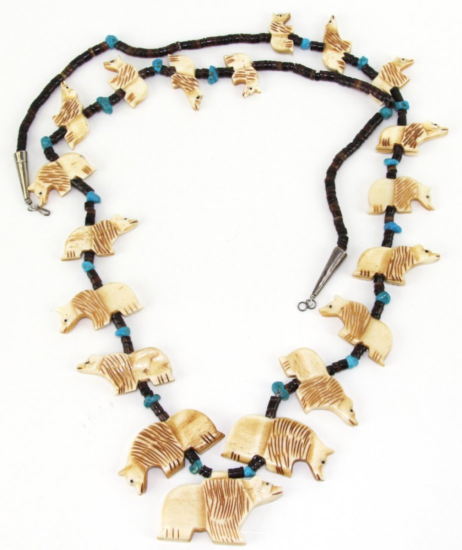 INUIT BEADED TRIBAL BEAR NECKLACE