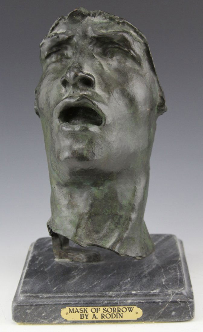 AUGUSTE RODIN CAST BRONZE MASK OF SORROW