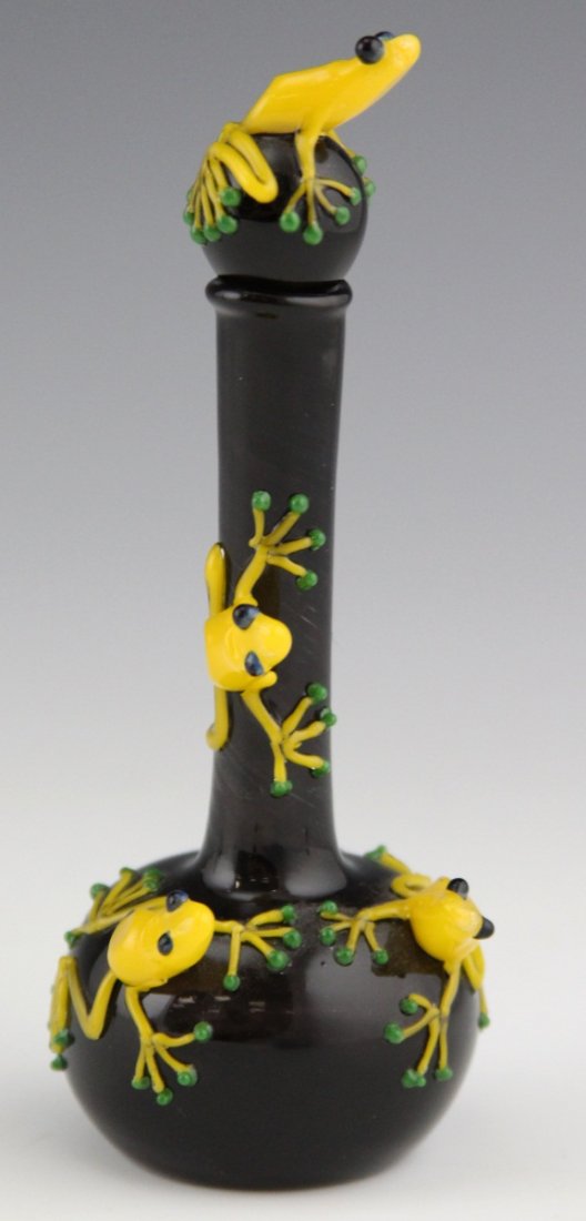 GLASS PERFUME BOTTLE WITH FROG DETAILS