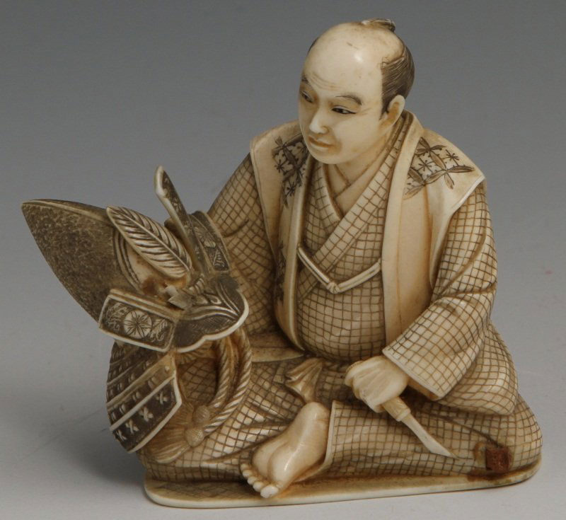 JAPANESE CARVED IVORY OKIMONO FIGURE OF SAMURAI - Dec 15, 2013 | Manor ...