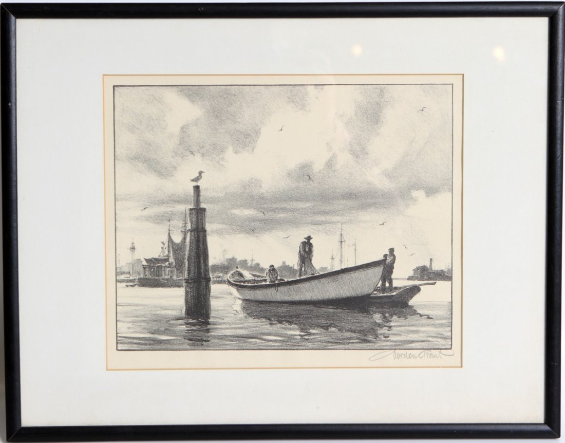 GORDON GRANT SIGNED ORIGINAL LITHOGRAPH OF BOAT