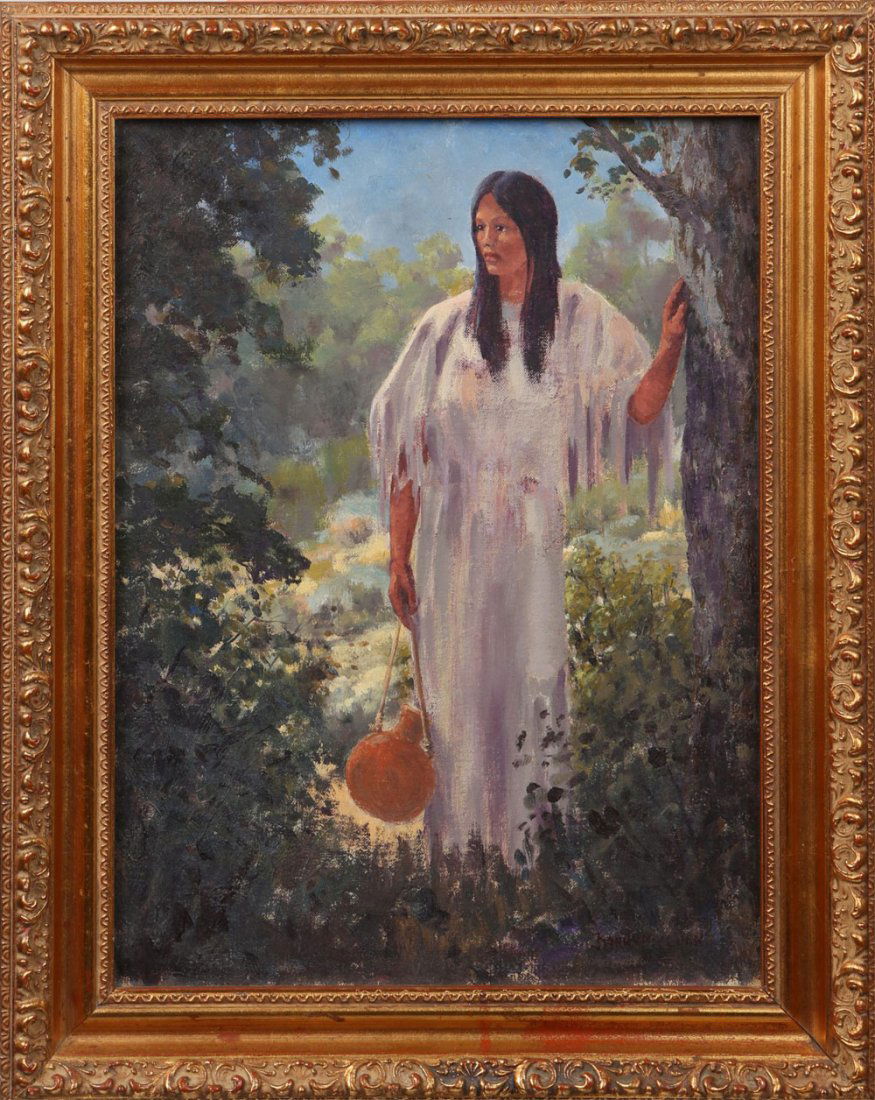BARRY MCCUAN INDIAN GIRL ORIGINAL OIL PAINTING