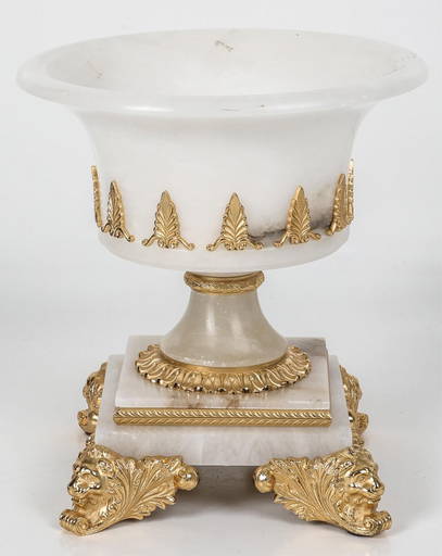 Alabaster Planter With Gold Painted Mounts