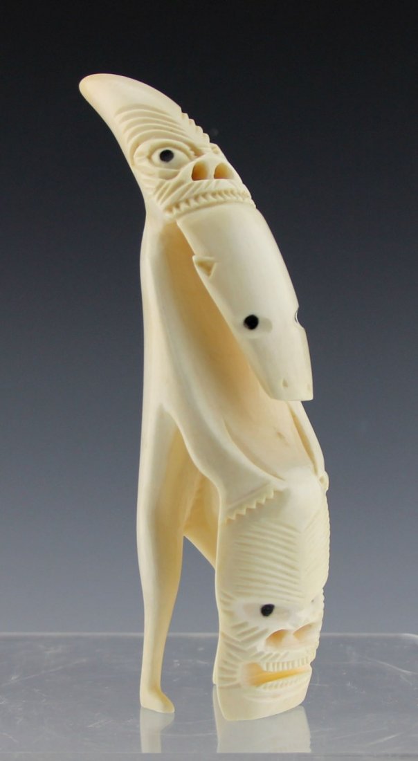 INUIT CARVED IVORY TUPILAK FIGURE GREENLAND