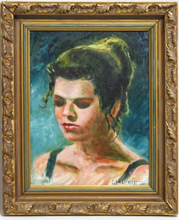 C. ENGELHARDT PORTAIT OF A WOMAN OIL ON CANVAS