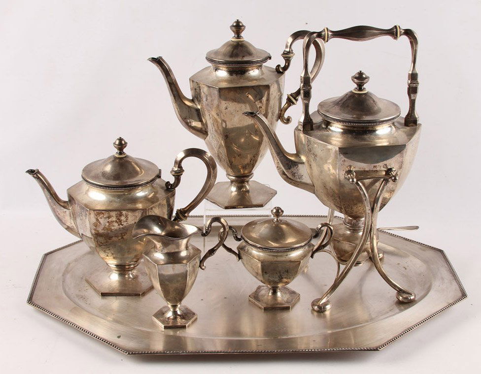 SET OF 6 GERMAN .800 SILVER TEA & COFFEE SET