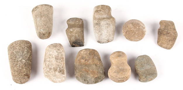 10 Native American Stone Tool Celts Axes Pestles