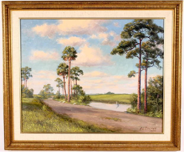 Albert Backus Florida Artist River Road Oil