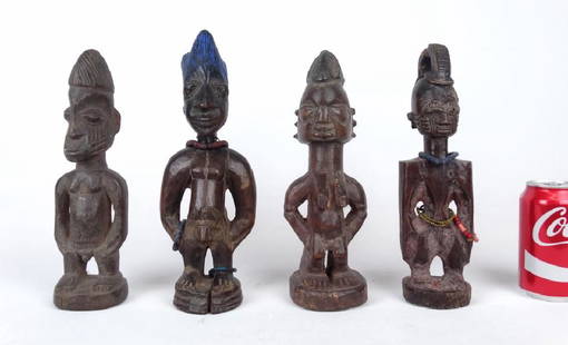 Antique Lot Of 4 Carved Wooden African Figures