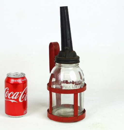 Antique Glass Quart Bottle Oil Dispenser With Hold