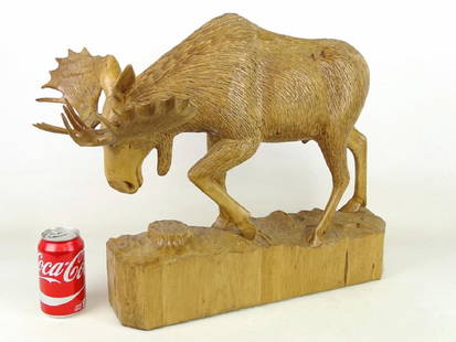 Clement Dube Canadian Folk Art Carved Lamp