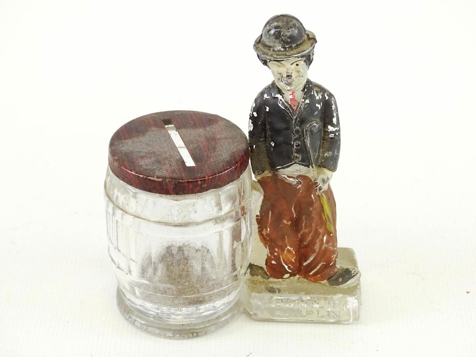 Rare Glass Charlie Chaplin Bank