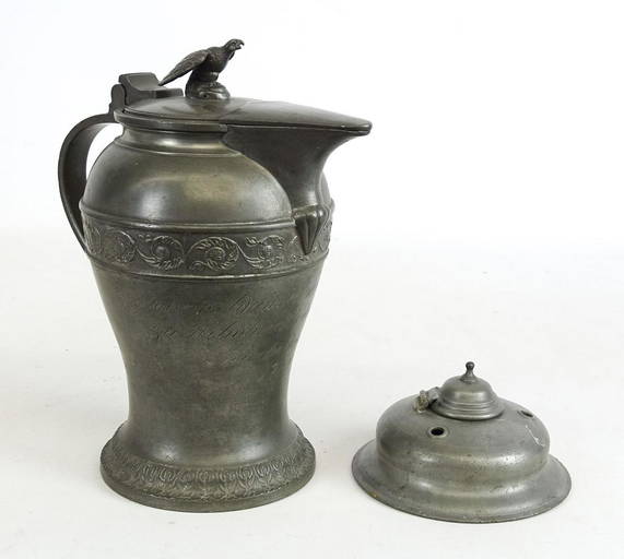 Pewter Inkwell And Pitcher Antique