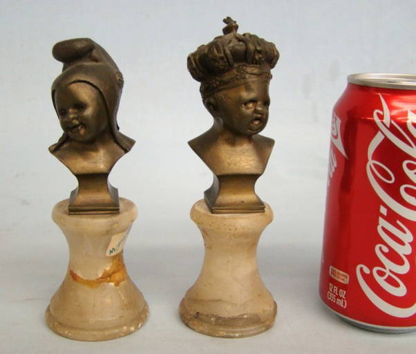 Pair Miniature Bronze Busts