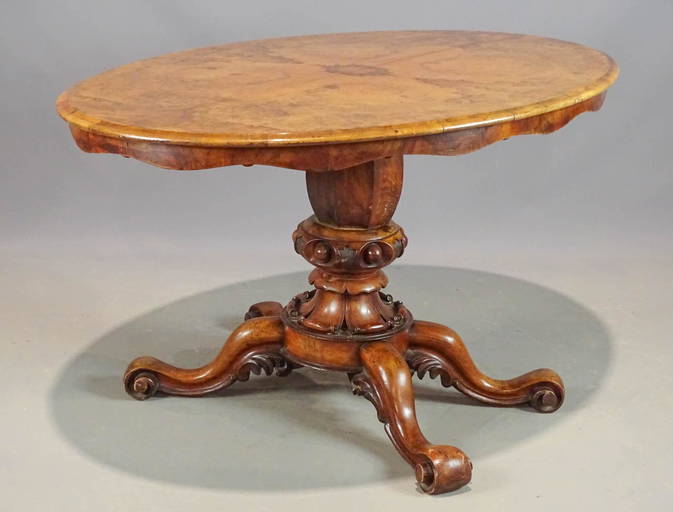 19th C. Burl Top Table
