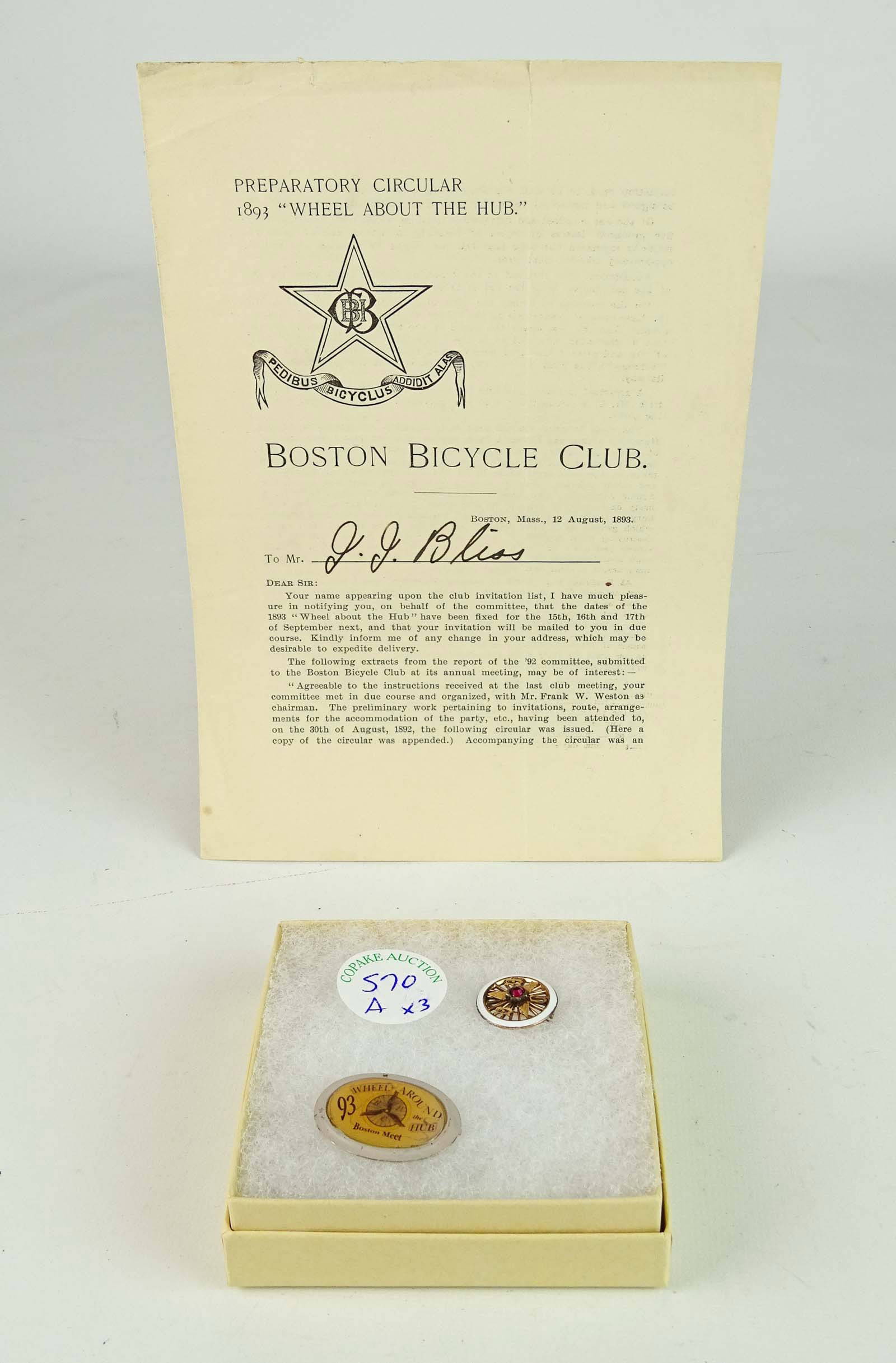 Boston Bicycle Club Lot Auction