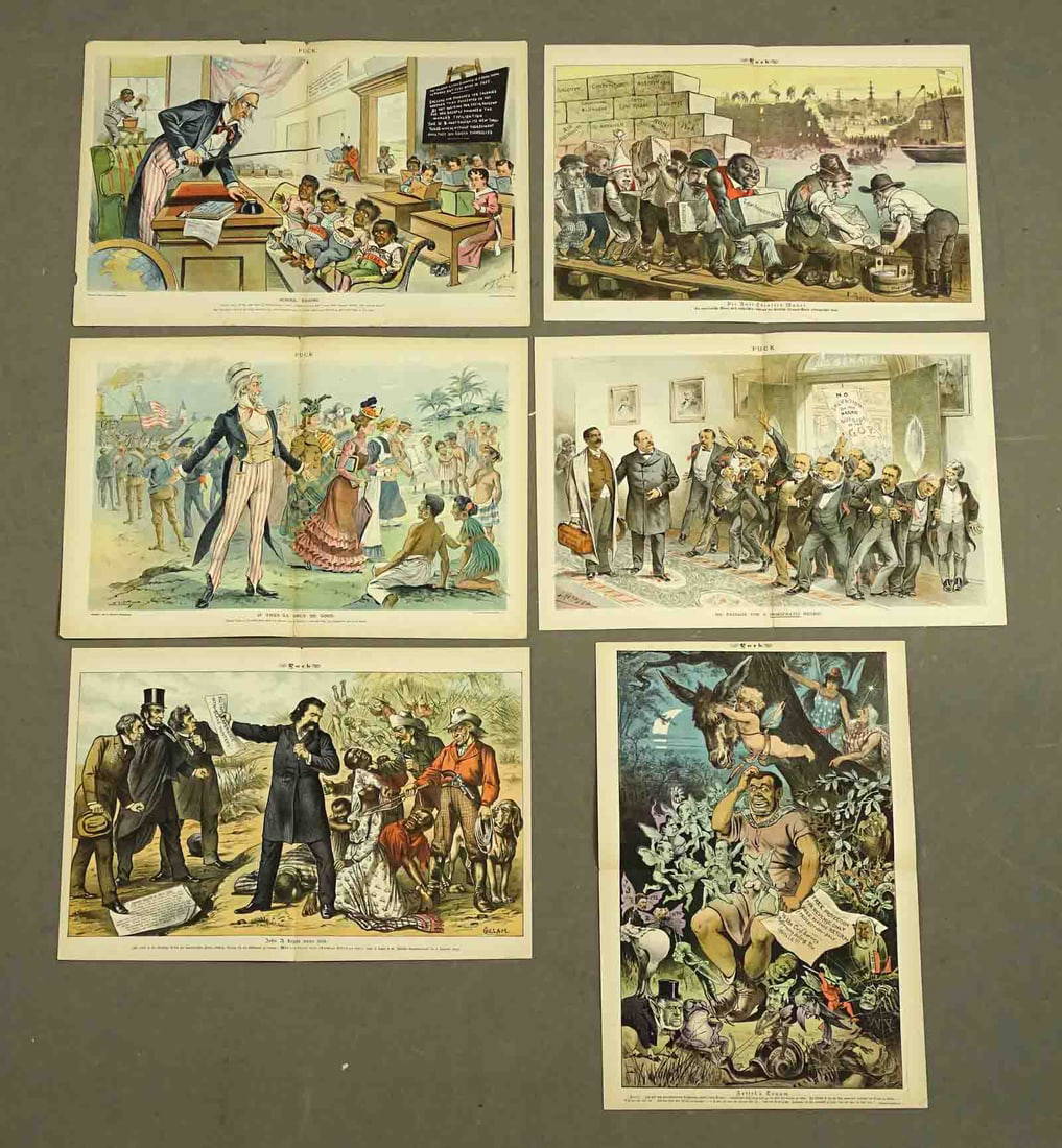 Puck Antique Political Cartoons (6) Auction