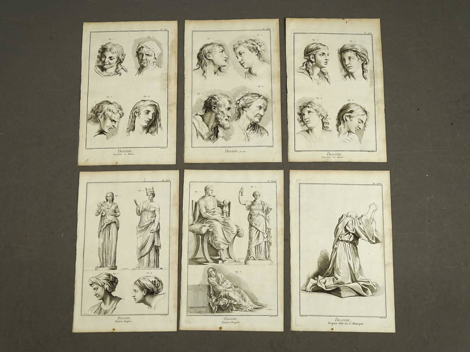 Diderot Antique Prints Of Academic Drawing (6) Auction