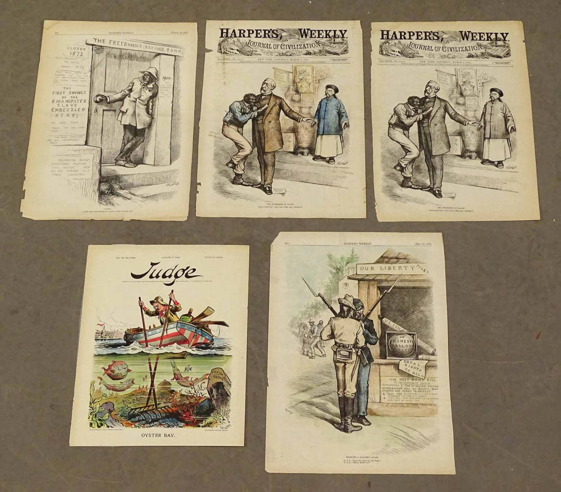 Group Of Antique American Political Cartoons (5) Auction
