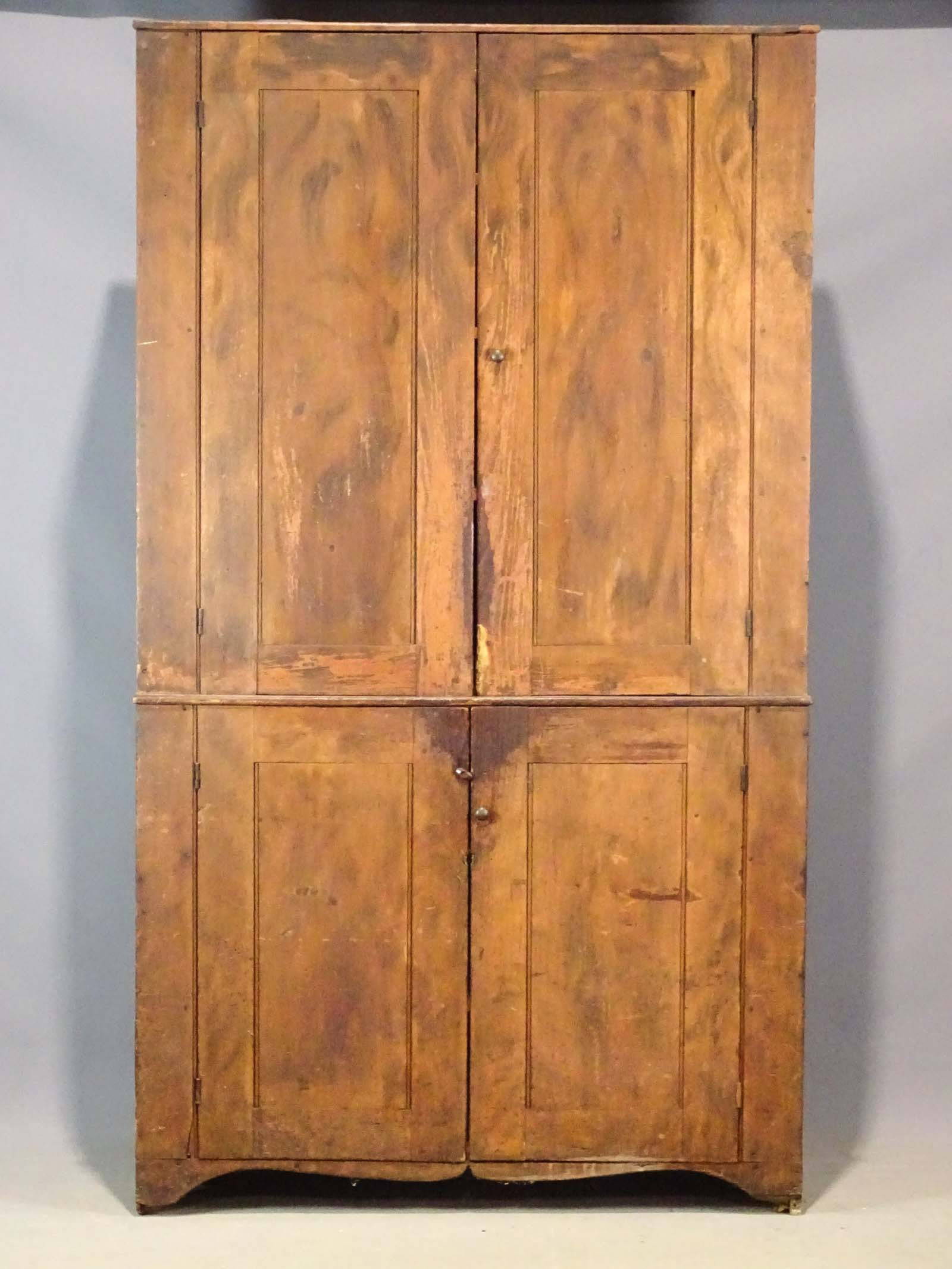 19th C. Cant Back Cupboard Auction