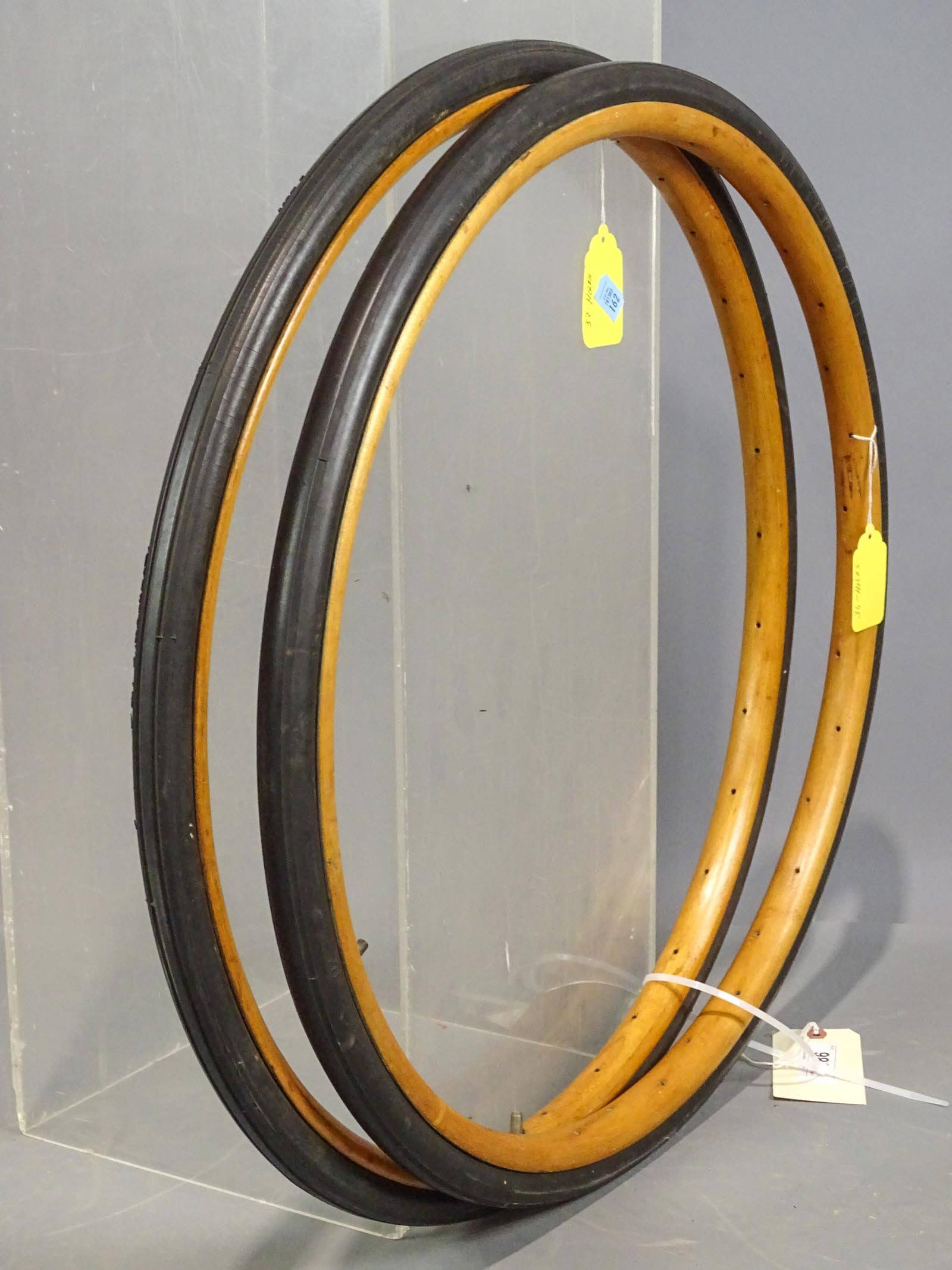 Pair Wooden Bicycle Rims With Tires Auction