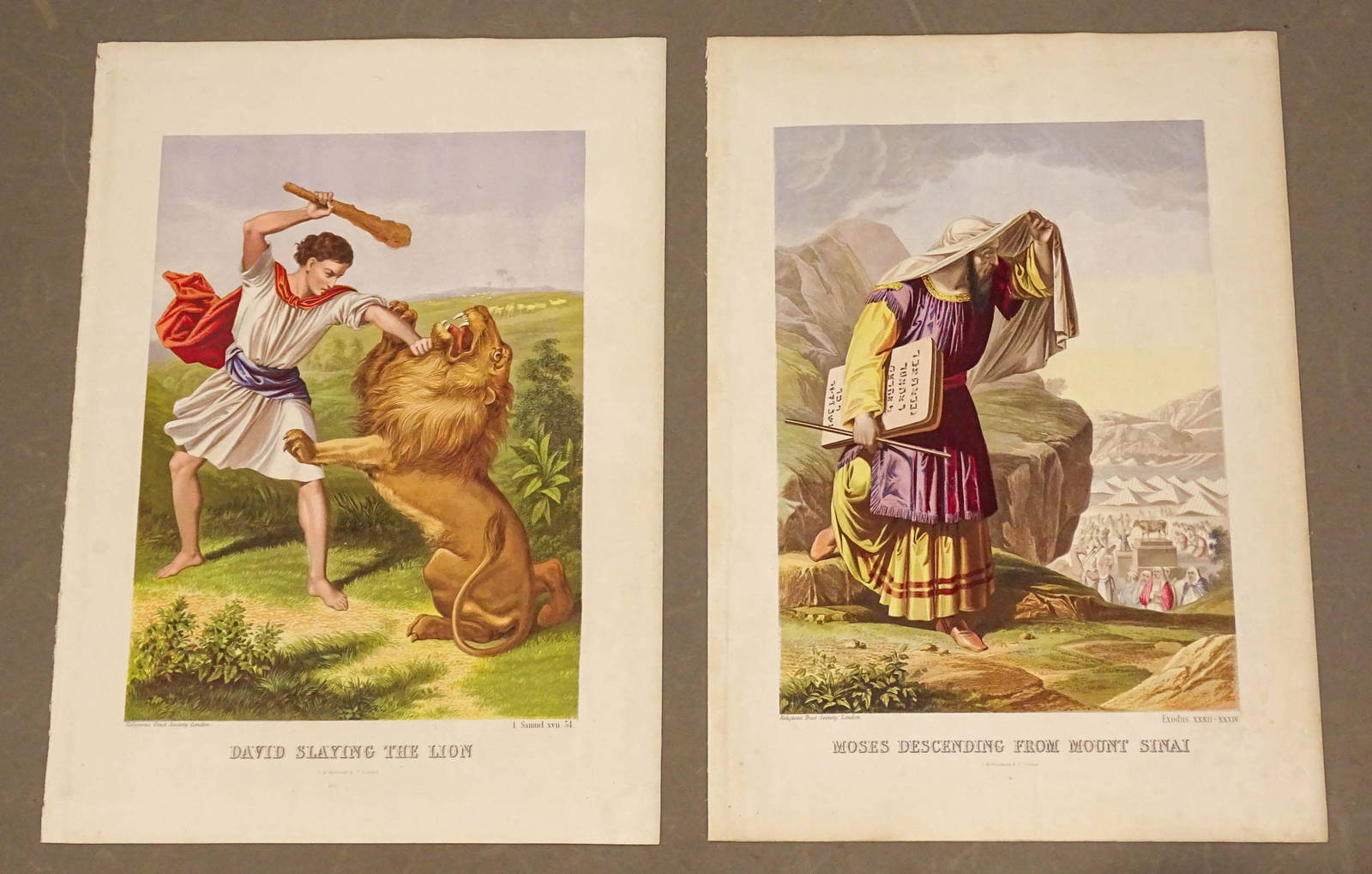 David Slaying Lion. Moses On Mount Sinai. - Jul 12, 2025 | Copake ...