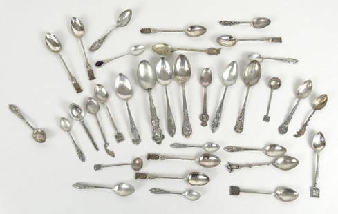 (34) Sterling & 800 Silver Souvenier Spoons