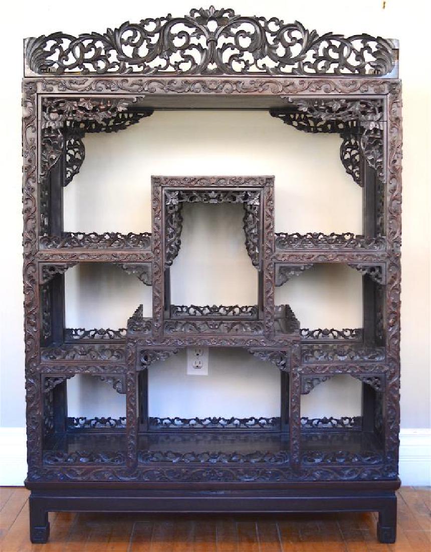 Chinese Carved Wood Display Stand