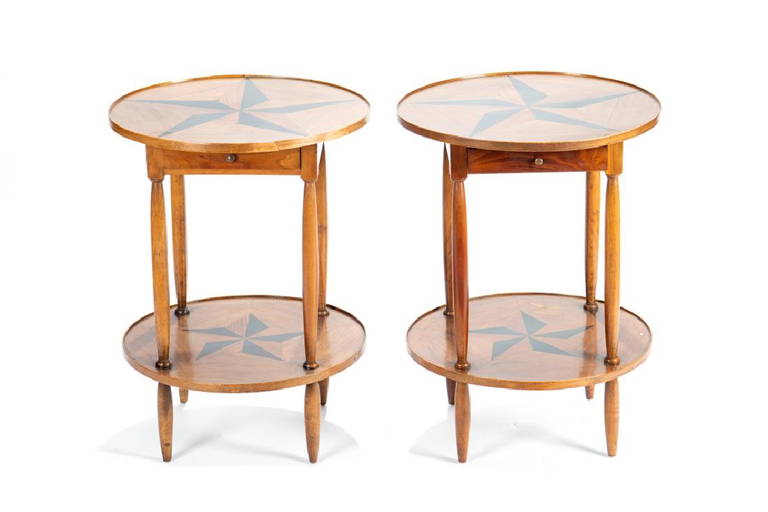 Pair Of Circular Inlay Side Tables