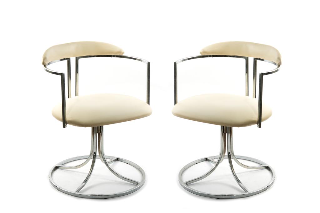 Vintage Chrome Swivel Arm Chairs