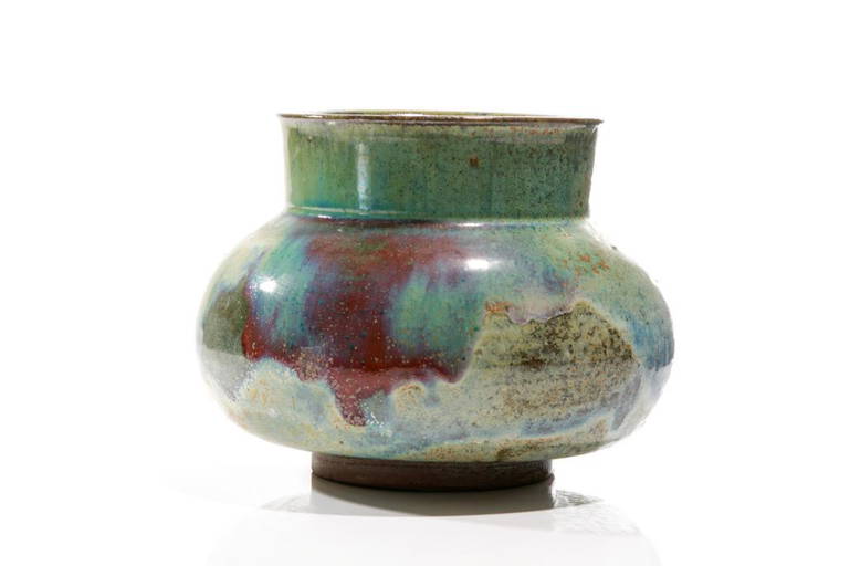 Korean Studio Flambe Pottery Jar