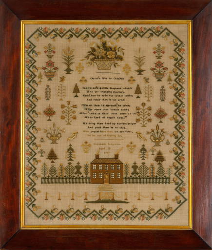 Victorian Framed Needlepoint Sampler