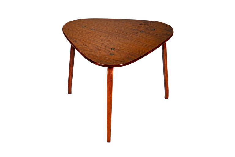Mcm Vintage Bentwood Triangular Side Table