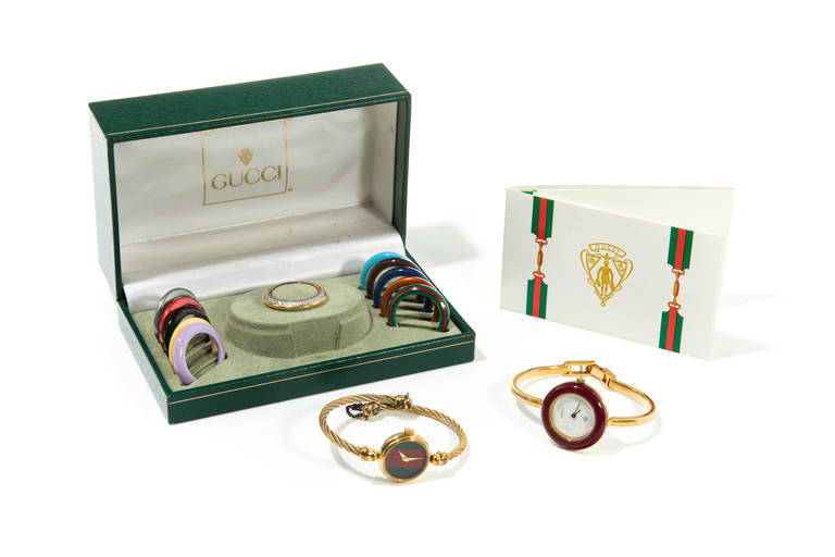 Two 1980's Gucci Watches With Changeable Bezels