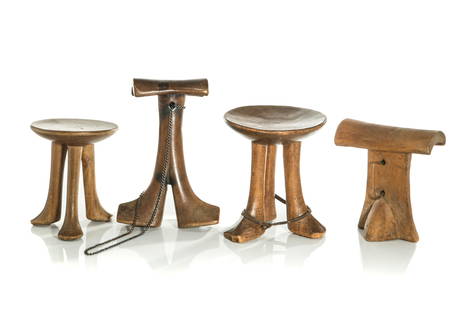 Four African Carved Stools