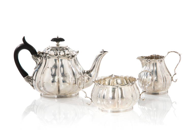 Three Piece Edwardian Silver Tea Service, 500g