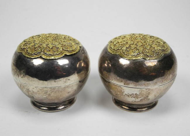 19thc South East Asian Silver Betal Nut Boxes