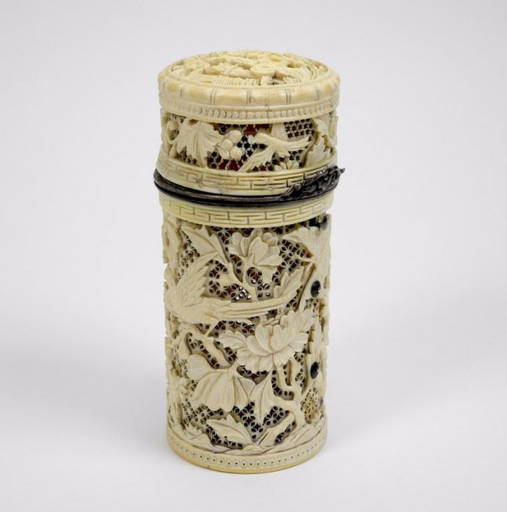 Chinese Carved Ivory Circular Case