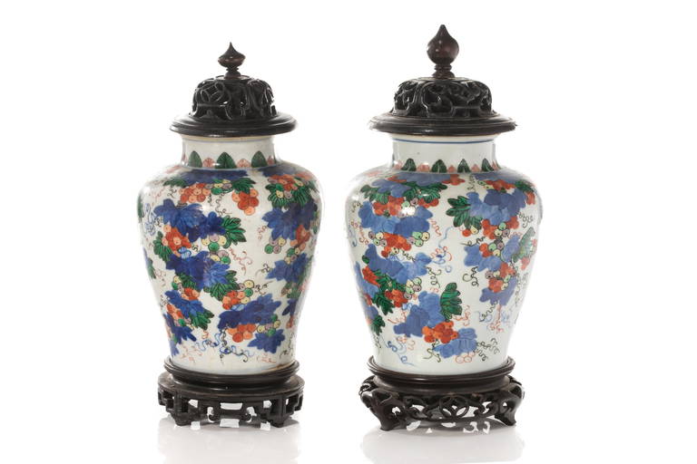 Two Chinese Transitional Wucai Porcelain Vases