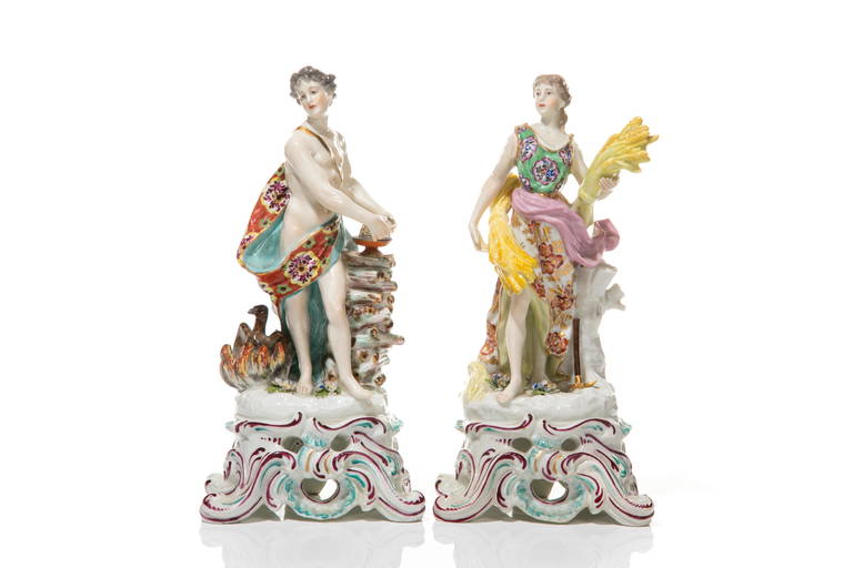 Pair Of English Chelsea Porcelain Figures