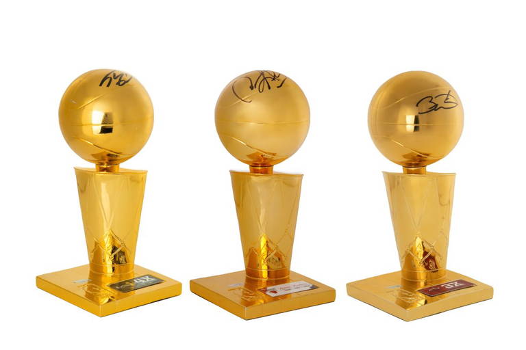 LOT OF 3 AUTOGRAPHED NBA CHAMPIONSHIP TROPHIES (#1254) on Oct 18, 2022 ...