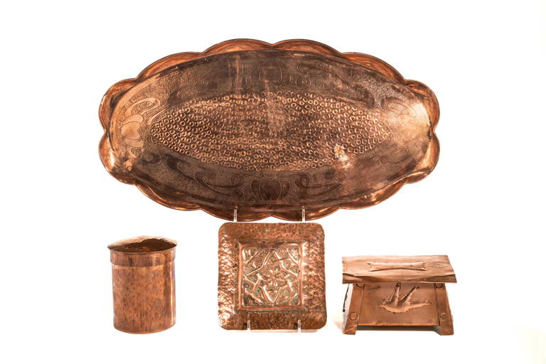 Arts & Crafts Hammered Copper Desk Accessories