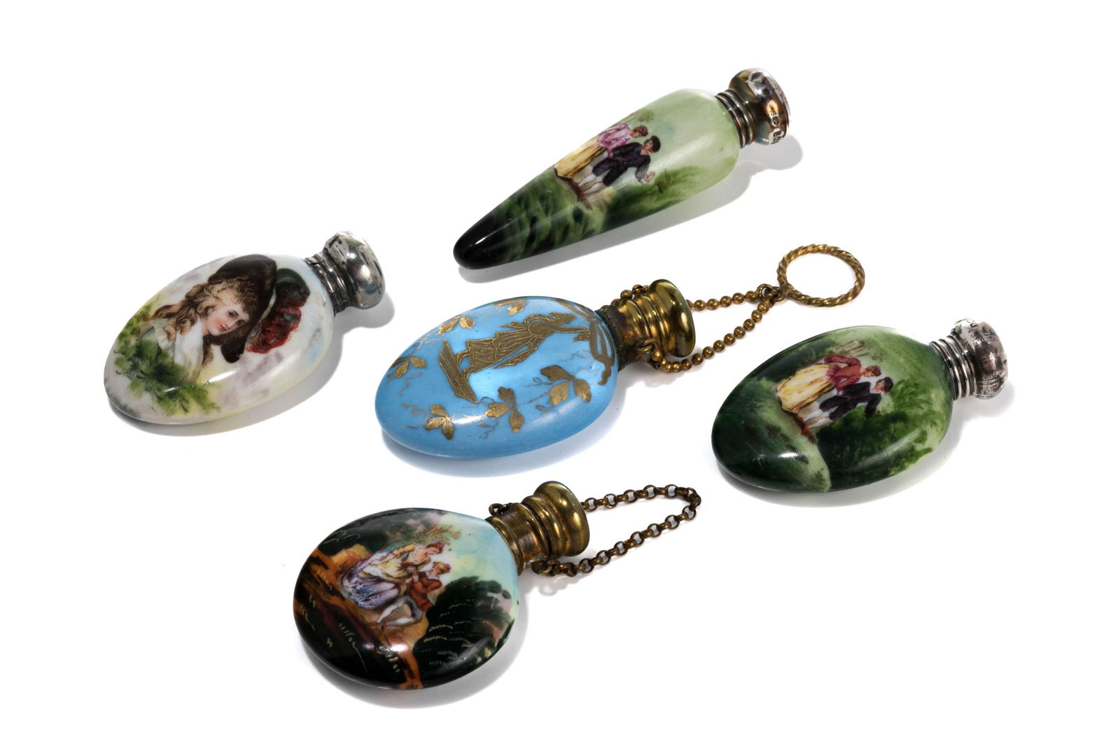 Five Antique Porcelain Small Scent Bottles