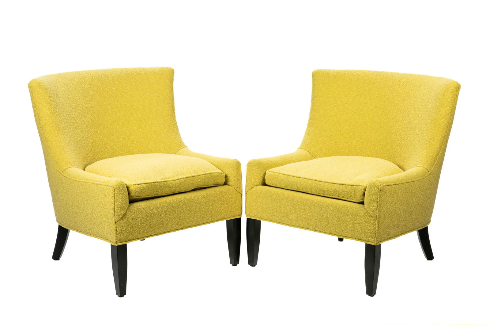 Pair Of Chartreuse Upholstered Lounge Chairs