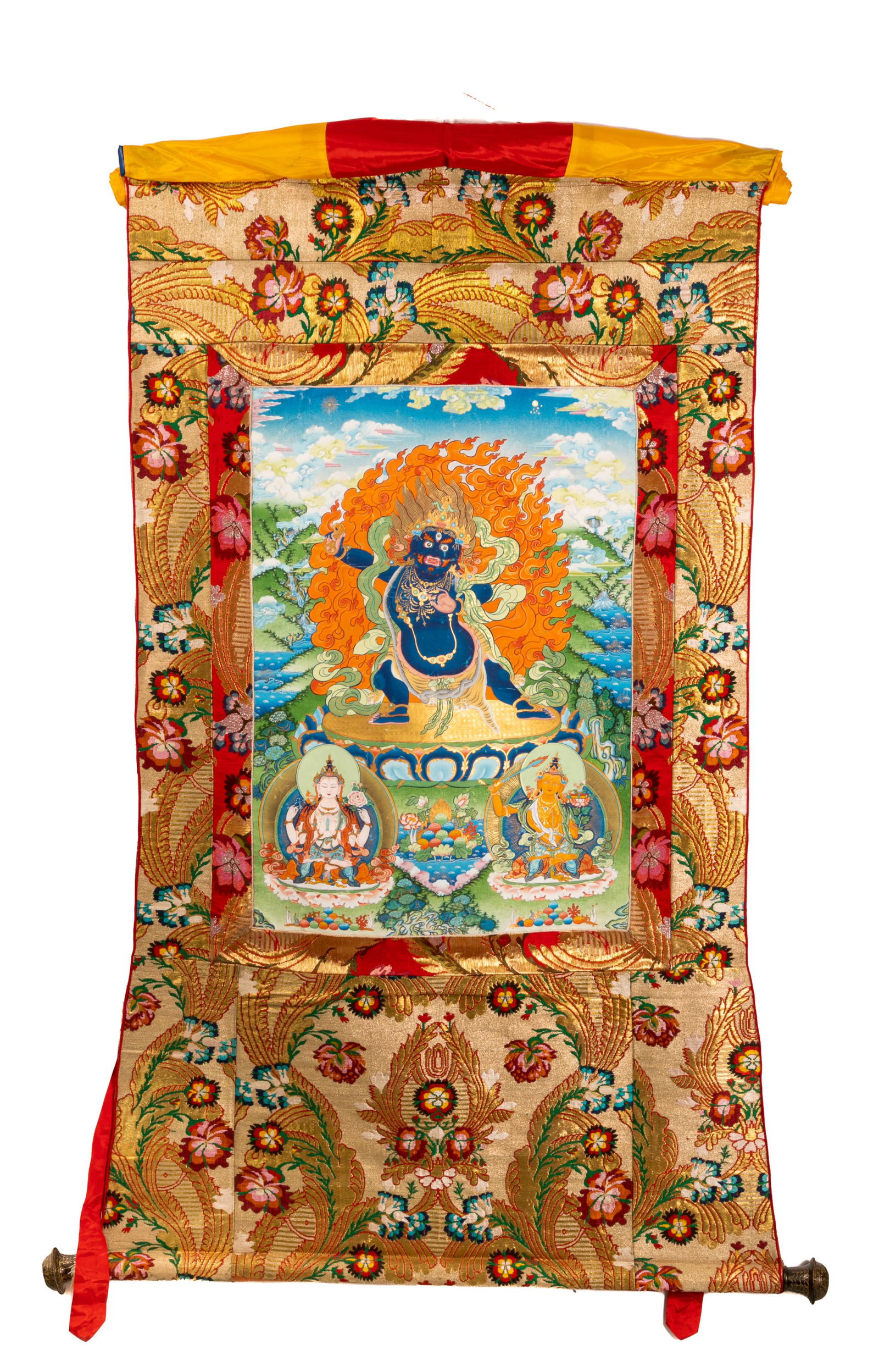 Tibetan Thangka Of The Blue Wrathful Vajrapani