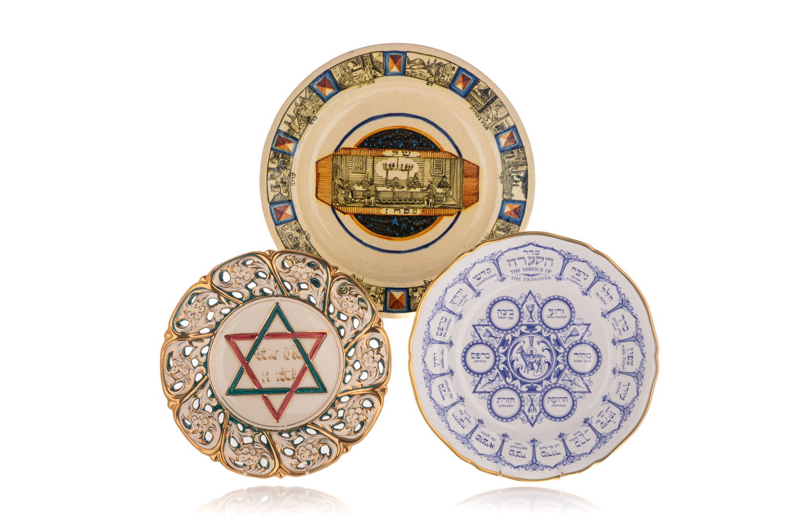 Three Jewish Pottery Plates Auction