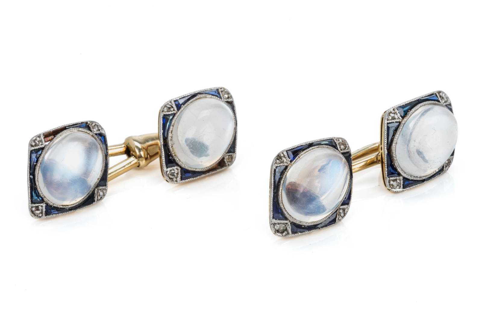 Pair Of 18k Gold And Moonstone Cufflinks, 9.5g Auction