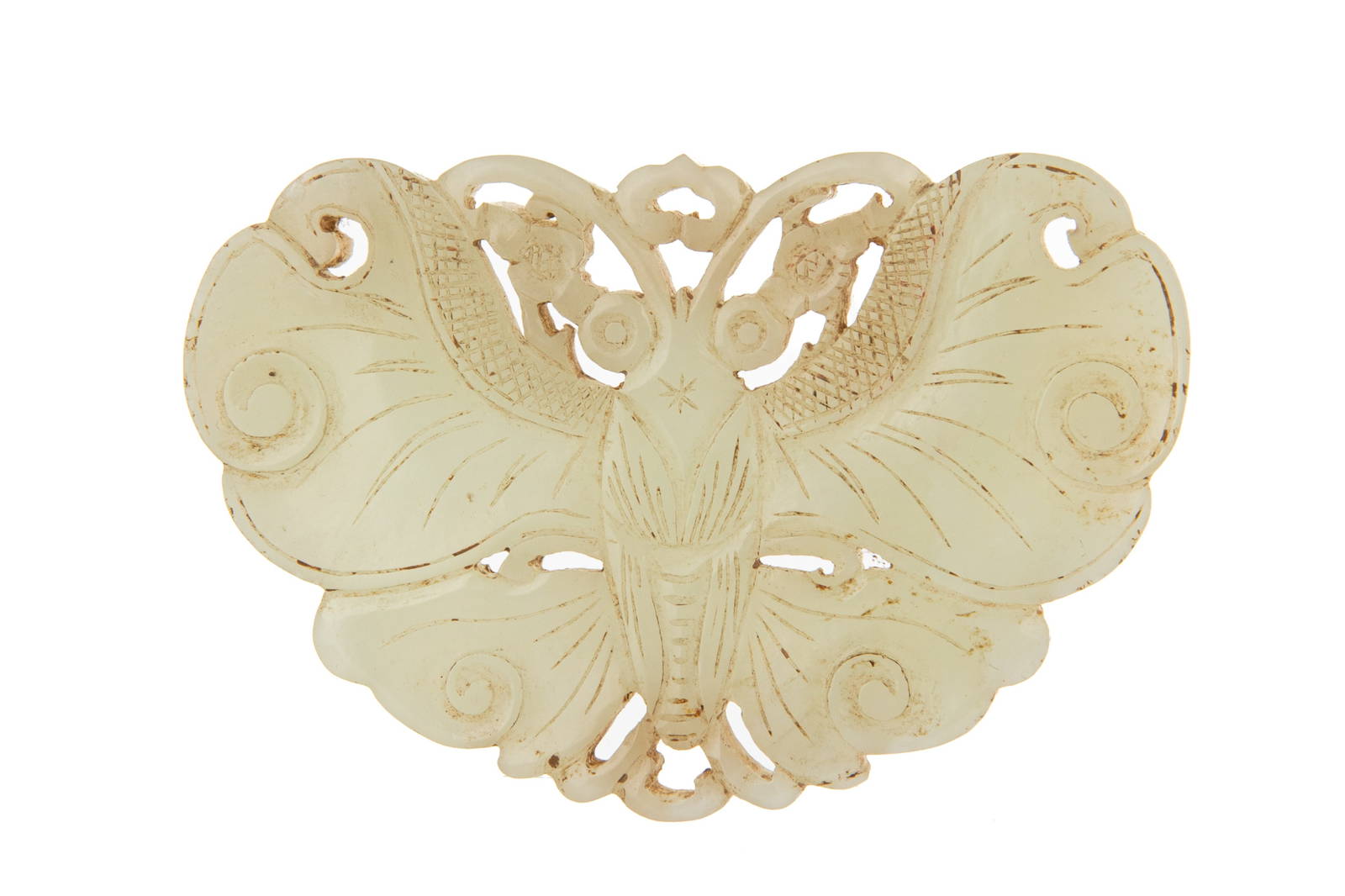 Light Celadon Jade Carved Moth Auction