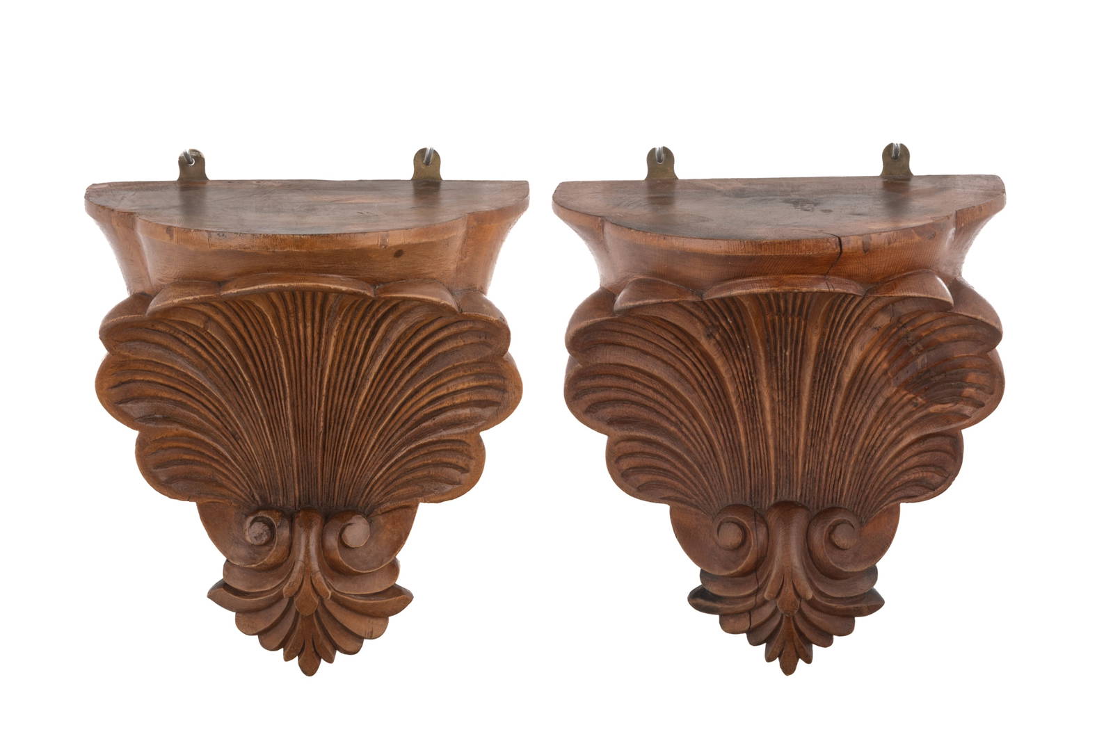 Pair Of Carved Wood Shell Brackets Auction