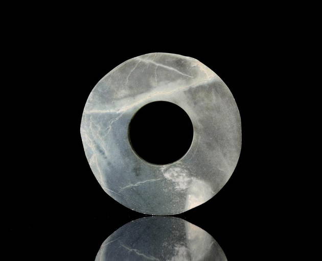 Chinese Neolithic Green Jade Disc, Bi